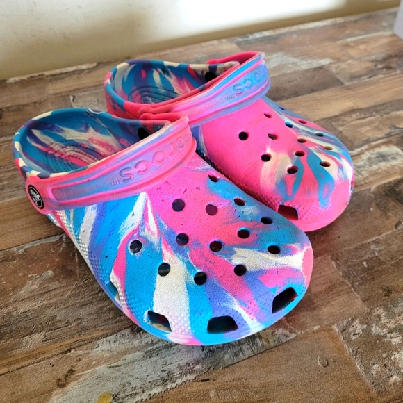 CROCS | Shoes | Crocs Pink And Blue Water Shoes With Perforated Design ...